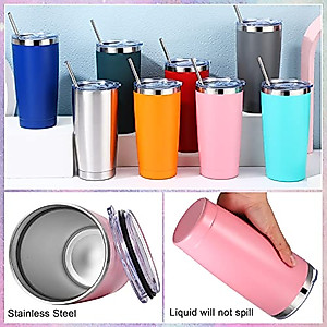 16 Pack Insulated Travel Tumblers 20 Oz Stainless Steel Tumbler Cup with Lid and Straw Powder Coated Coffee Mug for Cold and Hot Drinks(Mutil Colors)