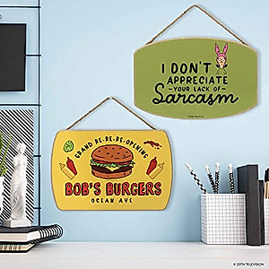 Open Road Brands Bob's Burgers Grand Re-Re-Reopening Hanging Wood Wall Decor - Funny Bob's Burgers Sign for Bedroom or Movie Room