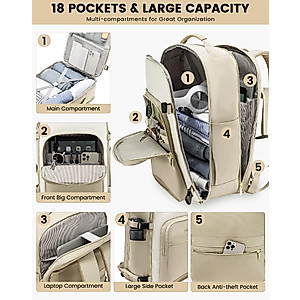 LOVEVOOK Large Travel Backpack for Women & Men, Carry on Backpack Airline Approved, TSA Personal Item Travel Bag fits 17" Laptop, 40L Waterproof Travel Essentials Sports Backpack with 3 Packing Cubes