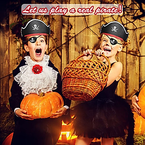 Legigo 36 Pcs Pirate Costume Set - Classic Skull Print Hat, Eye Mask, 18 Pcs Captain Hat and Eye Patch for Cosplay, Fancy Dress, and Halloween