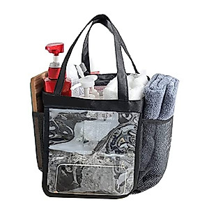 Portable Mesh Shower Caddy with Waterproof Bag , Quick Dry Hanging Toiletry Bag, 10 Storage Pocket Handle Bath Organizer for College Dorm Room Essentials, Gym, Bathroom, Mobile phone waterproof bag
