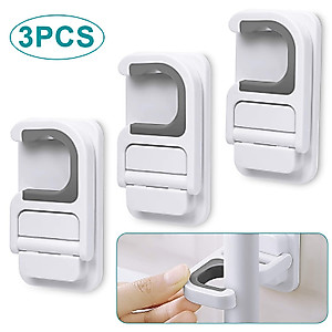 Tinkeep Mop Holder Wall Mounted Holder Broom & Mop Grippers Self Adhesive Acrylonitrile Butadiene Styrene No Drilling Super Anti-Slip Broom and Dustpan Hanger Wall Mount Mops Rakes Holder 3 pcs, White