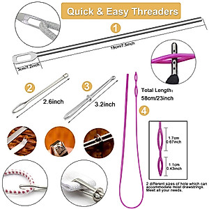 12 Pieces 66 Inches XL Lengthened Drawstring Cords Replacement Drawstrings with 4 Pieces Easy Threaders for Sweatpants Shorts Pants Jackets Coats