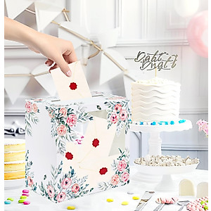 HEIPINIUYE Pink Card Box for Party Floral Gift Card Box Holder Wedding Card Box Money Box Card Box Holder for Wedding Baby Shower Bridal Shower Birthday Party Card Holder Box