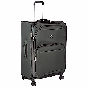 DELSEY Paris Sky Max 2.0 Softside Expandable Luggage with Spinner Wheels, Green, Checked-Medium, 24 Inch