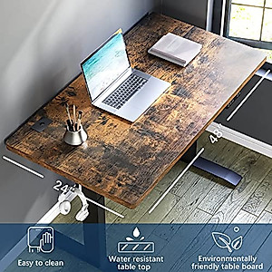 WULEITEX Dual Motor Standing Desk, 48 x 24 Inches Adjustable Height Desk, Stand up Desk, Sit Stand Home Office Desk with Splice Board/Black Frame/Rust Brown
