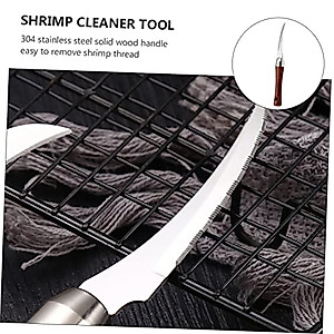 UPKOCH 2pcs Shrimp Peeling Knife Stainless Steel Cleaner Shrimp Deveiner Tool Oyster Knife Shrimp Master Tool Shrimp Line Peelers Shrimp Peeling Tool Shrimp Peeler Log Wooden Handle Suite