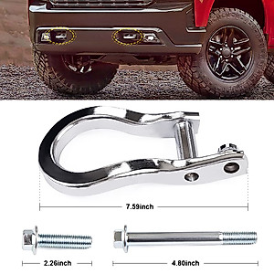 JDMON Compatible with Front Bumper Tow Hook Chevy Silverado 1500 Chevy Silverado 1500 2019 2020 2021 2022 Replaces 84195899 2Pcs (Silver)
