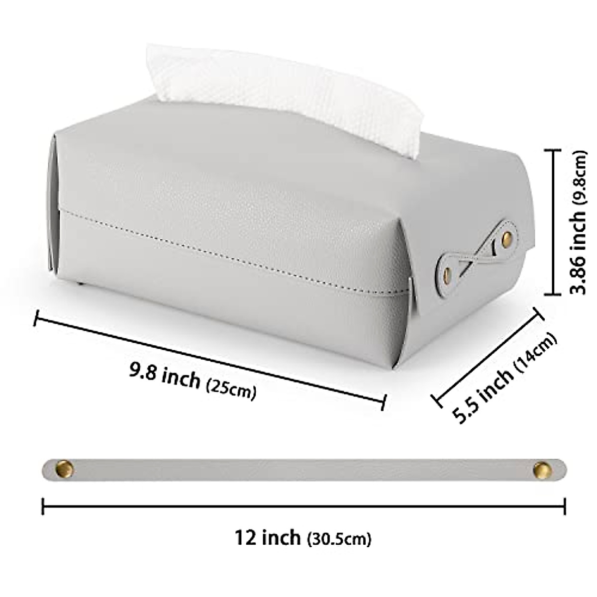 HELMDY Tissue Box Holder Rectangular: Modern Decorative PU Leather Organizer Tissue Box Cover 9.84"X5.51"X3.86" for Bathroom Vanity Countertop & Night Stands & Office Desk & Car (Gray)