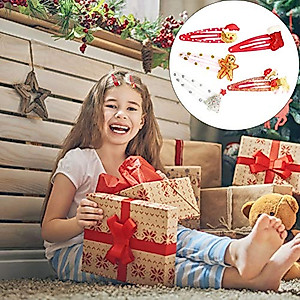 VALICLUD Toddler Headband Christmas Hair Bows Glitter Santa Reindeer Gingerbread Man Hair Barrettes for Girls Hair Clips Christmas Decorations Xmas Stocking Stuffers Party Favor 5pcs Toddler Tiara