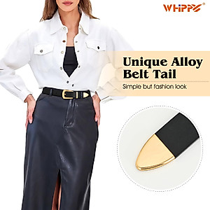WHIPPY Women Leather Belt for Jeans Pants Dresses Fashion Ladies Western Leather Belt with Solid Gold Buckle S Black
