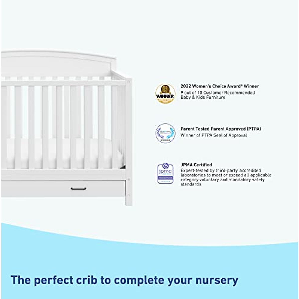 Graco Benton 5-in-1 Convertible Crib with Drawer (White) - Converts from Baby Crib to Toddler Bed, Daybed and Full-Size Bed, Fits Standard Full-Size Crib Mattress, Adjustable Mattress Support Base