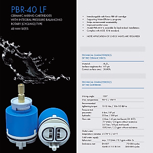 Kerox PBR 40 Faucet Cartridge, Replacement Cartridge Compatible with La Torre, Cascade & Nobili, Single Lever Shower Tub Repair, Tub Faucet Cartridges, Kitchen & Bathroom Faucet Cartridge Replacement