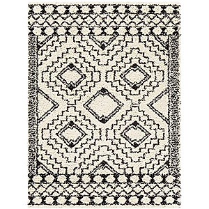 Artistic Weavers Moroccan Soft Ana Maria Shag Area Rug, 7'10" x 10', Cream/Charcoal