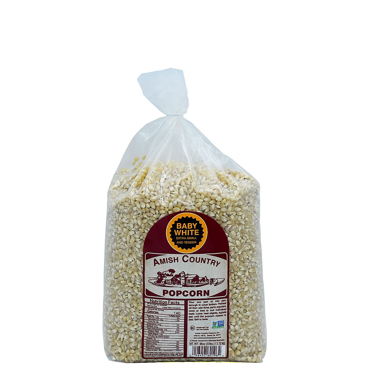 Amish Country Popcorn - Baby White (6 Pound Bag) and Black Silicone Popcorn Popper Bundle | Small & Tender Popcorn | Popper is BPA and PVC Free with Handles, Dishwasher Safe