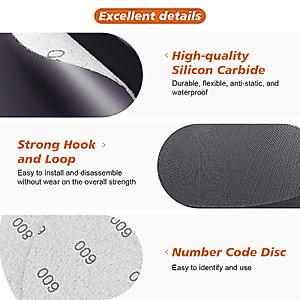 TOOVEM 49PCS 5 Inch Wet Dry Sanding Discs Kit with Hook and Loop Backing Pad, Angle Grinder Attachments with 5/8-11 Drill, Sanding Pad for Wood Metal Car Polishing Sanding 600 to 10000 Grits Sandpaper
