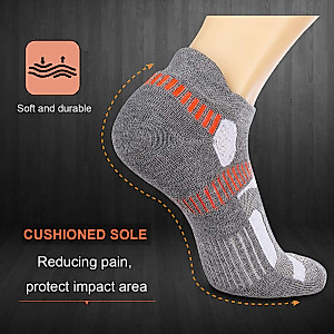 Heatuff Mens Athletic Ankle Socks Moisture Wicking Cushion Running Low Cut Sock 6 Pack