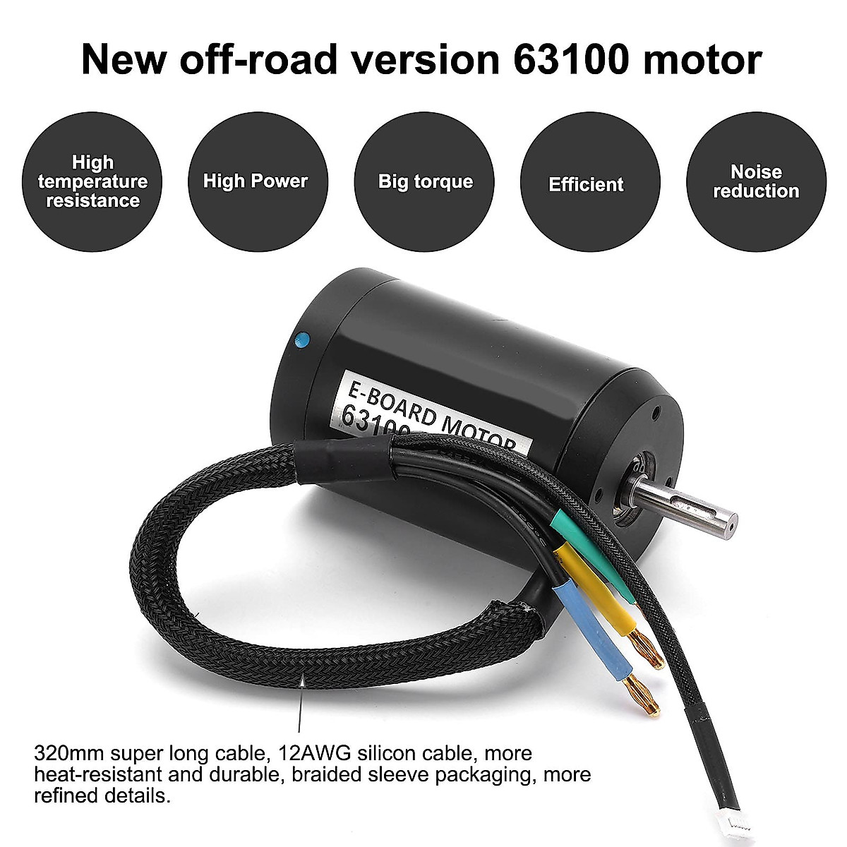 EVTSCAN 63100 140kv Brushless Motor for Electric Mountain Bike for Electric Skateboard 5kw Glues Filled(8mm Round Shaft)