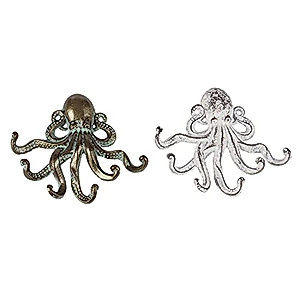 Deco 79 Metal 6 Hangers Wall Hook, Set of 2 8"W, 7"H, Bronze