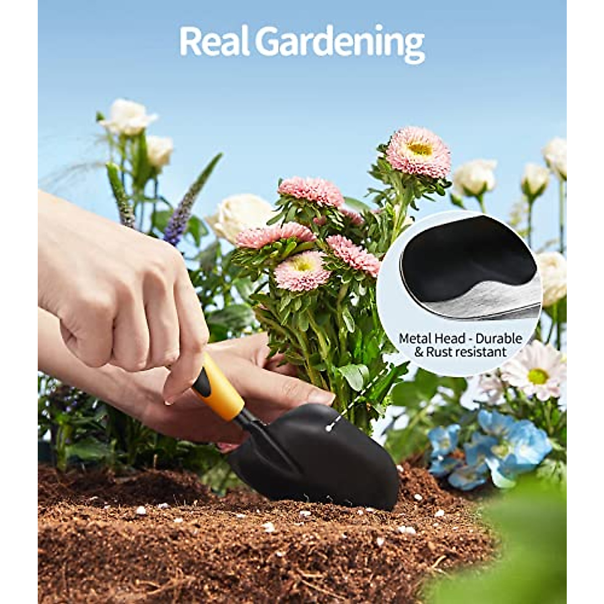 Kids Gardening Set, Geyiie Kids Gardening Tools for Girls Boys Childrens Toddler Gardening Set Garden Toys for Kids Ages 2+ Gardening Kit Garden Gift Sets, Shovel, Rake, Trowel, Tote Bag, Apron (6PCS)