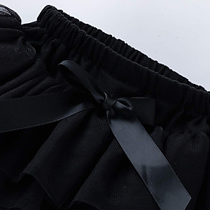 Anbaby Baby Girls Soft Tutu Skirt Toddler Ruffled Pants Diaper Cover Black 0-3M