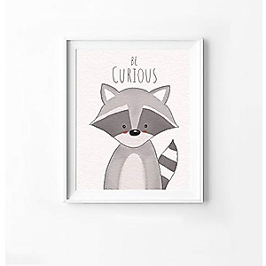 6 set- Woodland Animal Art Print, Safari Rabbit Reindeer Fox Bear with Inspirational Quote Canvas Wall Print For Kids Bedroom Classroom (Unframed, 8"X10")