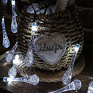 HUADA Solar String Lights Outdoor, LED Raindrop Solar Powered Fairy Lights Waterproof Multicolour Festival Decorative Lighting for Garden Patio Home Fences