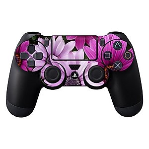 MightySkins Skin Compatible with Sony PS4 Controller - Purple Flowers | Protective, Durable, and Unique Vinyl Decal wrap Cover | Easy to Apply, Remove, and Change Styles | Made in The USA
