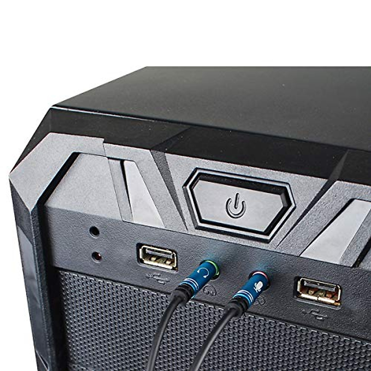 Headset Splitter Adapter for PC, Y Splitter Cable with Audio/Mic, 3.5mm Jack Headphone Adapter for Computer (Female to 2 Dual Male/Blue)