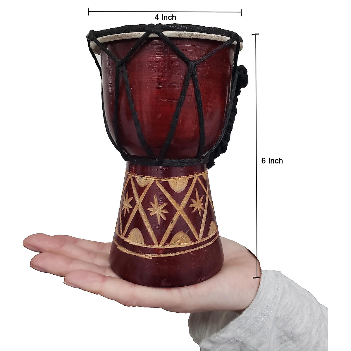 Djembe Drum Carved Bongo African inspired music also a unique gifting idea. Carver Abstract Elephant Giraffe Turtle. (6 Inch, Elephant)