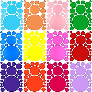 264 Pieces Polka Dot Wall Decals Circles Decals for Wall Vinyl Dots Stickers Set for Room Kids Bedroom Nursery Playroom Classroom Decor Graphic Decals Stickers 7 Different Size（12 Colors）