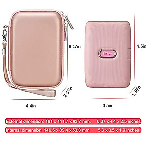 Canboc Hard Case for Fujifilm Instax Mini Link 2/ Instax Mini Link Smartphone Printer/Fujifilm Instax Mini EVO Instant Camera, Mesh Pocket fit Instax Mini Instant Film and Cable, Rose Gold