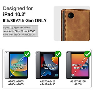 Antbox Case for iPad 9th Generation (2021) iPad 8th/7th Generation with Pencil Holder Auto Sleep/Wake Function PU Leather Smart Cover for iPad 10.2'' (Brown)