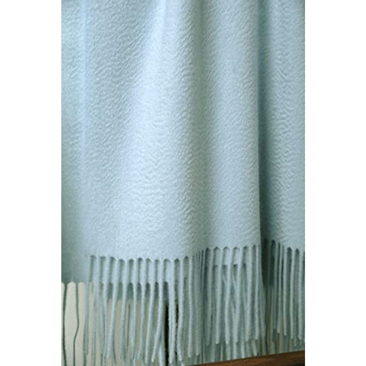 EP Mode 100% Pure Cashmere Throw Blanket for Sofa, Classic Design with Gift Box (Baby Blue)