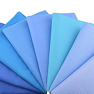Solids Blues 8 Fat Quarters Quilting Fabric Bundles, Precut Cotton Fabric for Sewing Crafting,(Solids Blue)