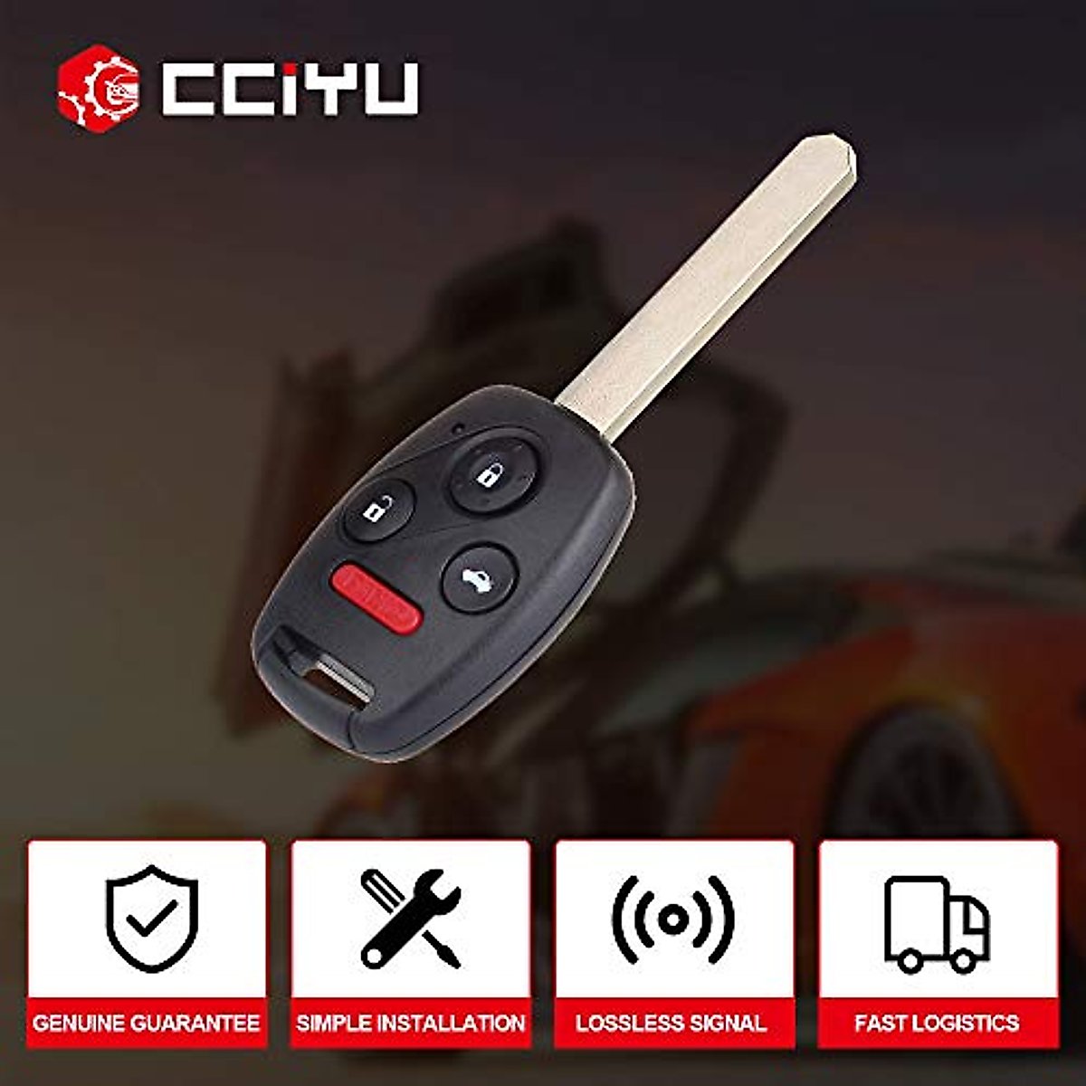 cciyu Replacement Remote Head Ignition Key Keyless Entry Combo 1 X 4 Buttons Replacement for Honda for Accord/for CR-V/for Element OUCG8D-380H-A