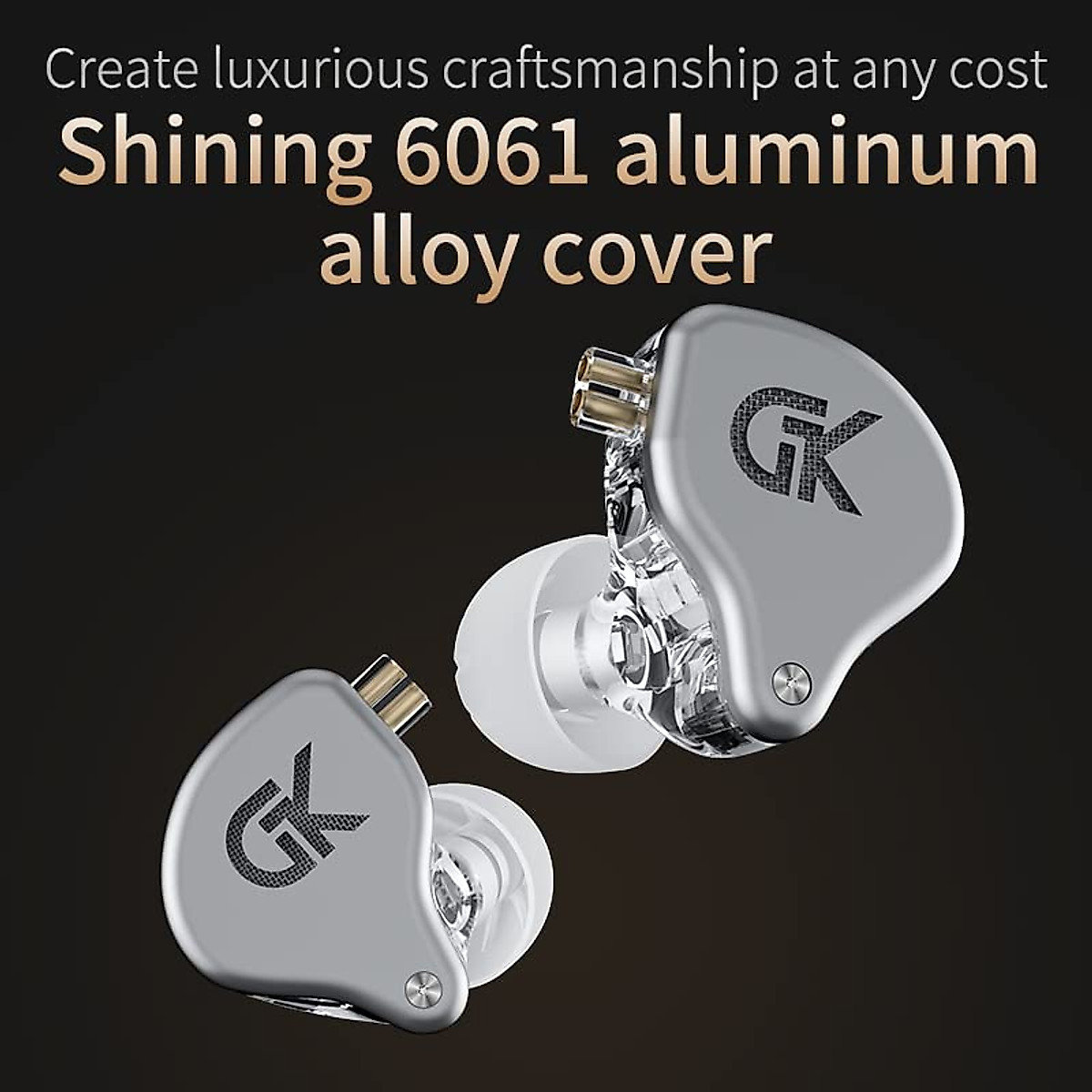 erjigo Earphone, Customized Comfort, GK-GS10Earbuds, 4BA+1DD Configuration, Noise-canceling Headphone, HiFi Sports&Fitness Headphones (Silver with Microphone)