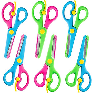 LovesTown Preschool Training Scissors,6 Pcs Dual-Colour Children Safety Scissors Pre-School Training Scissors Safety Scissors Art Craft Scissors