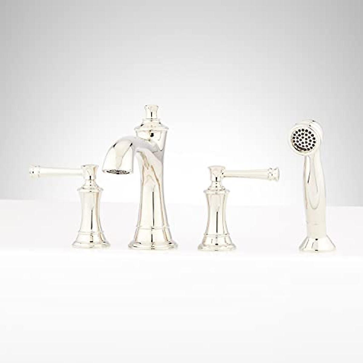 Signature Hardware 948676-LV Beasley Deck Mounted Roman Tub Filler Faucet - Includes Hand Shower, Less Valve