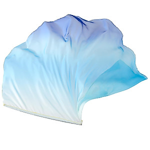 Wuchieal Porphetic Praise Dance Worship Flex Flags, radius 55&quot; x 74&quot; semicircle Dance Ministry Streamer (6#WHITE-BLUE-BLUE)