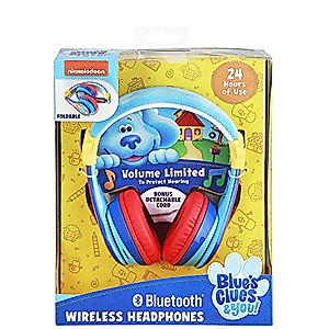 eKids Blues Clues Kids Bluetooth Headphones, Wireless Headphones with Microphone Includes Aux Cord, Volume Reduced Kids Foldable Headphones for School, Home, or Travel