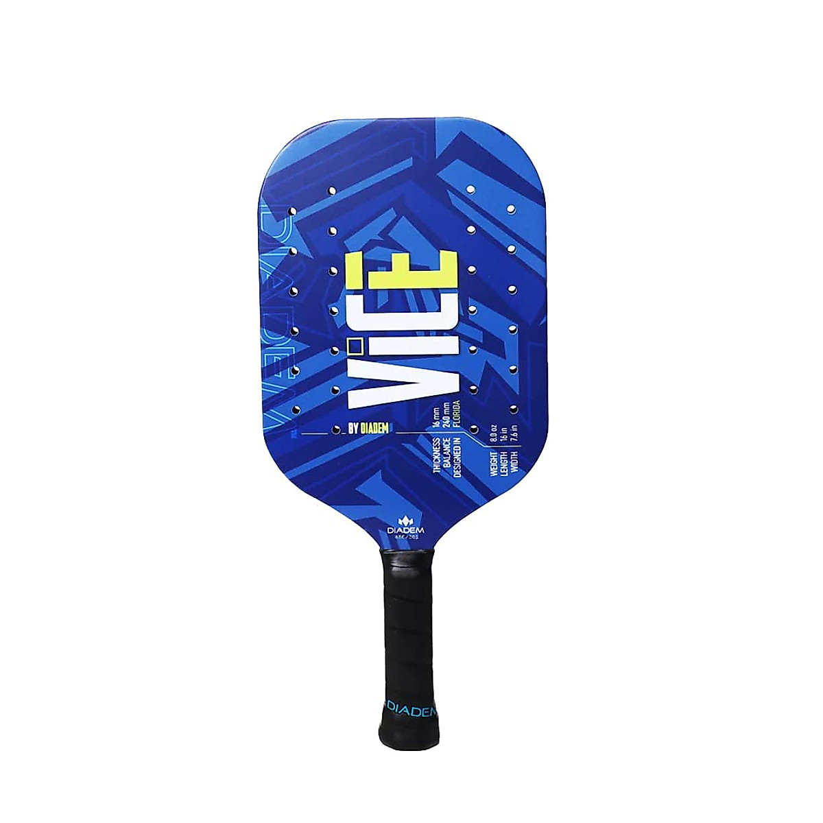 Diadem VICE Pickleball Concept Paddle | EVA Foam Core, RP2 Grit Coating, Edgeless Core Molding System Performance, High Grade Carbon Fiber | Spin, Control and Power | Indoor/Outdoor