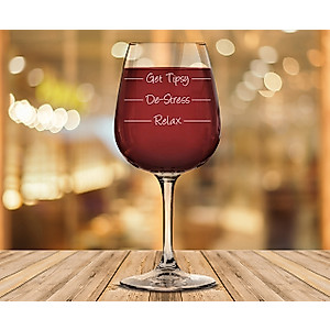 Gifts for Women, Mom - Funny Wine Glass - Get Tipsy - Best Gag Gifts for Wife, Friend, Her - Unique Bday Gift - Cool Birthday Present Idea from Husband, Son, Daughter - Fun Novelty Gift