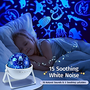 One Fire Kids Night Light Projector, 4 in1 Sound Machine Baby Night Light,Bluetooth Speaker Star Projector Night Light for Kids,4 Films 64 Light Modes Star Light Projector for Christmas Gifts for Kids