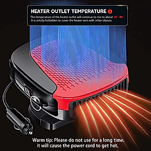 Car Heater, Portable Car Heater 12V 150W Car Windshield Defogger Fast Heating & Cooling Fan 2 in 1 Modes Fast Demisting Defroster for Cars SUV Truck and Trailer (Gray)