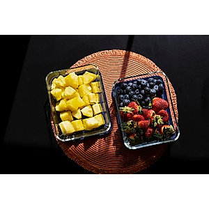 DURA LIVING 4-Piece Glass Food Storage Container (2 Containers + 2 Lids) | 11-Cup Rectangular, Leakproof | Microwave, Freezer, Oven & Dishwasher Safe | Ideal for Meal Prep & Pantry Organization