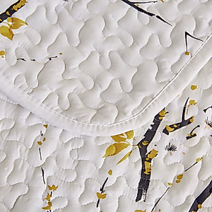 Quilt Set King Size Cream White with Black Branch Bedding Set 88x88 Soft Microfiber Lightweight Coverlet Bedspread Summer 3 Pc Bed Cover for (1 Quilt+ 2 Shams)