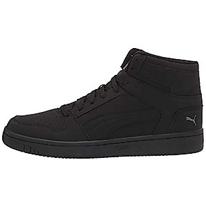 PUMA Mens Rebound Layup Sneaker, NUBUCK PUMA Mens Black-PUMA Mens Black-CASTLEROCK, 9.5