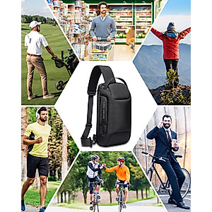 Voohek Sling Bag Backpack Cross Body Waterproof Anti-Theft Shoulder Daypack with USB Charging Port, Black