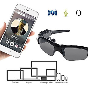 TechKen Sunglasses Headset Headphone Bluetooth Wireless Music Sunglasses Headsets Compatible with iPhone Samsung LG and Smart Phones PC Tablets